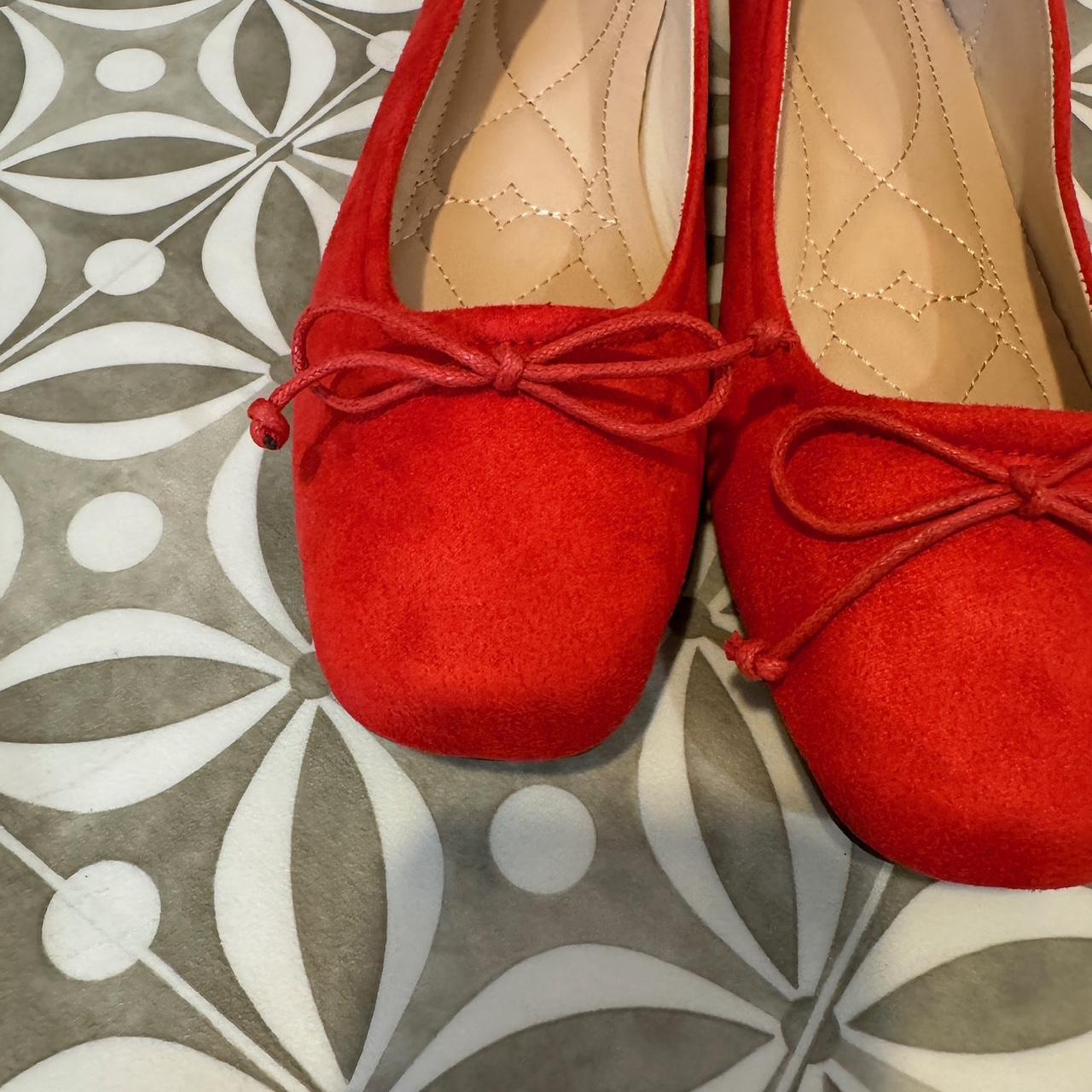 Red ballet flats bright cherry red cute little... - Depop