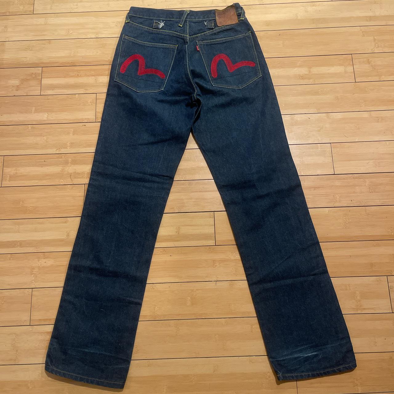red evisu logo jeans size 30x33 - Depop