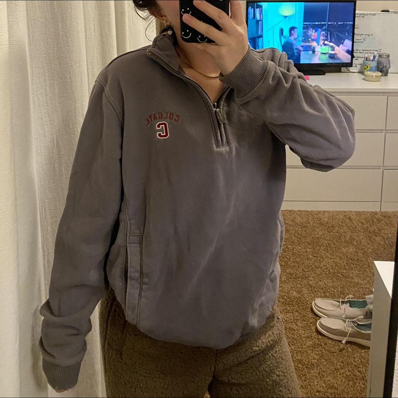 Thick gray 1/4 zip Colgate University crewneck.... - Depop