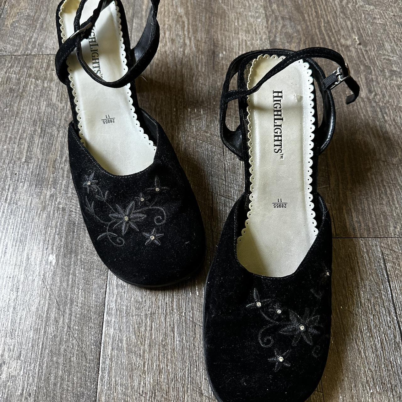 Vintage 90s velvet kitten heels Brand: highlights... - Depop