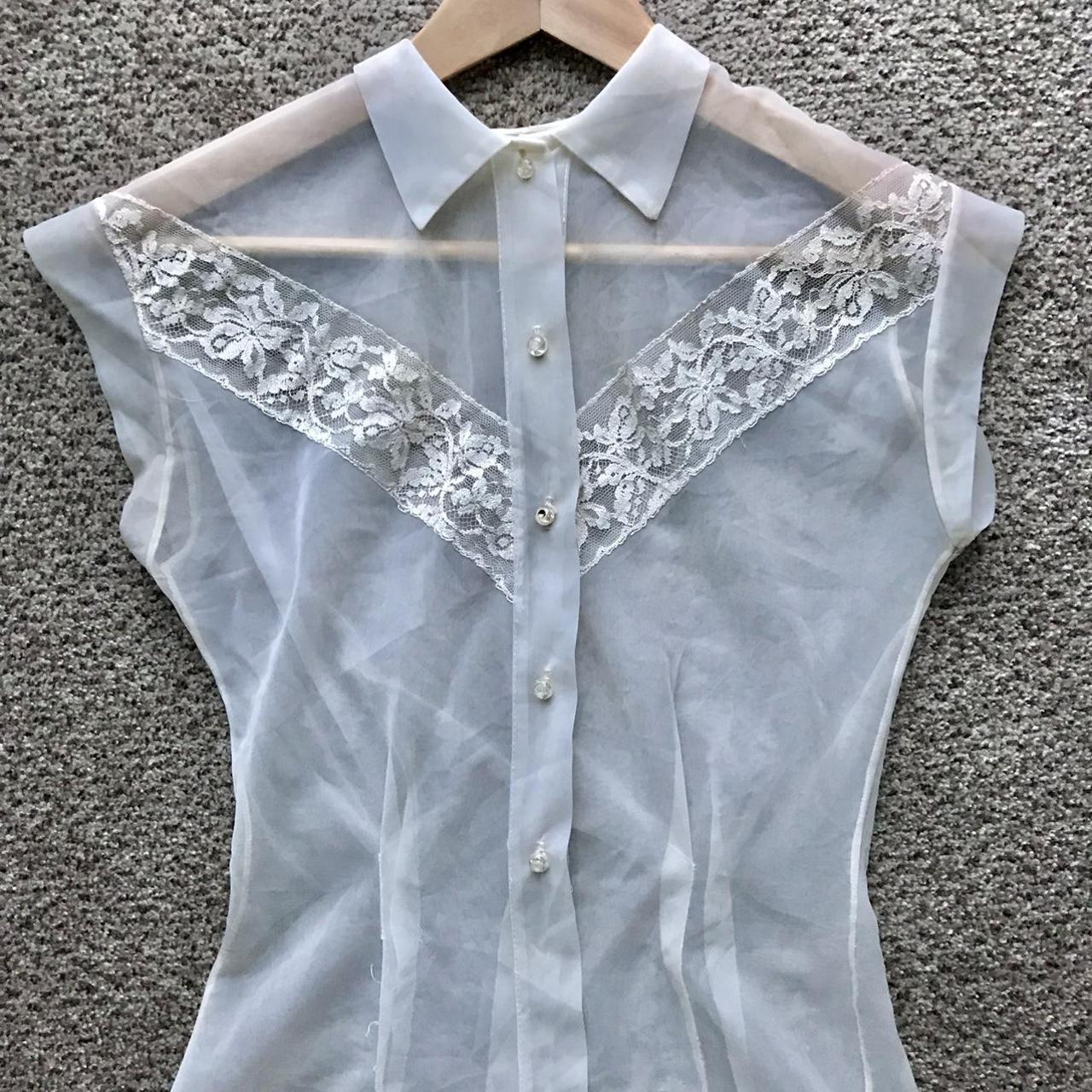 Vintage Handmade See-Through button up top - Depop