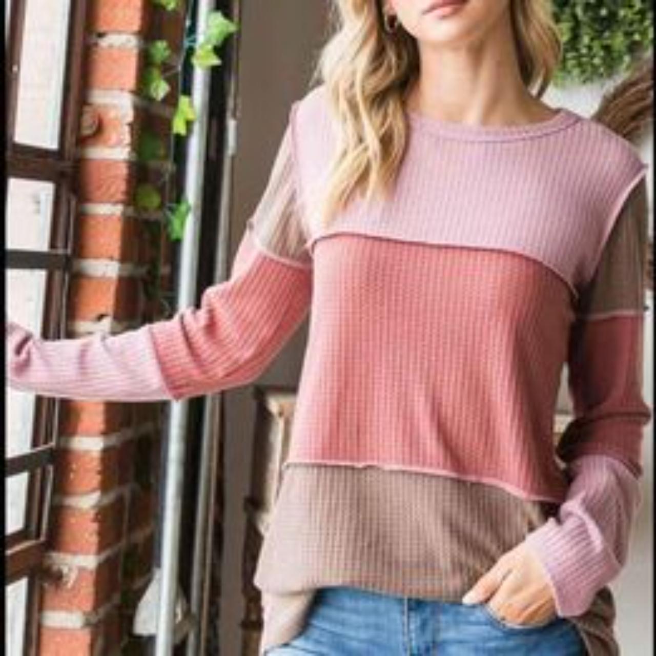 Womens color block long sleeve shirt - Depop