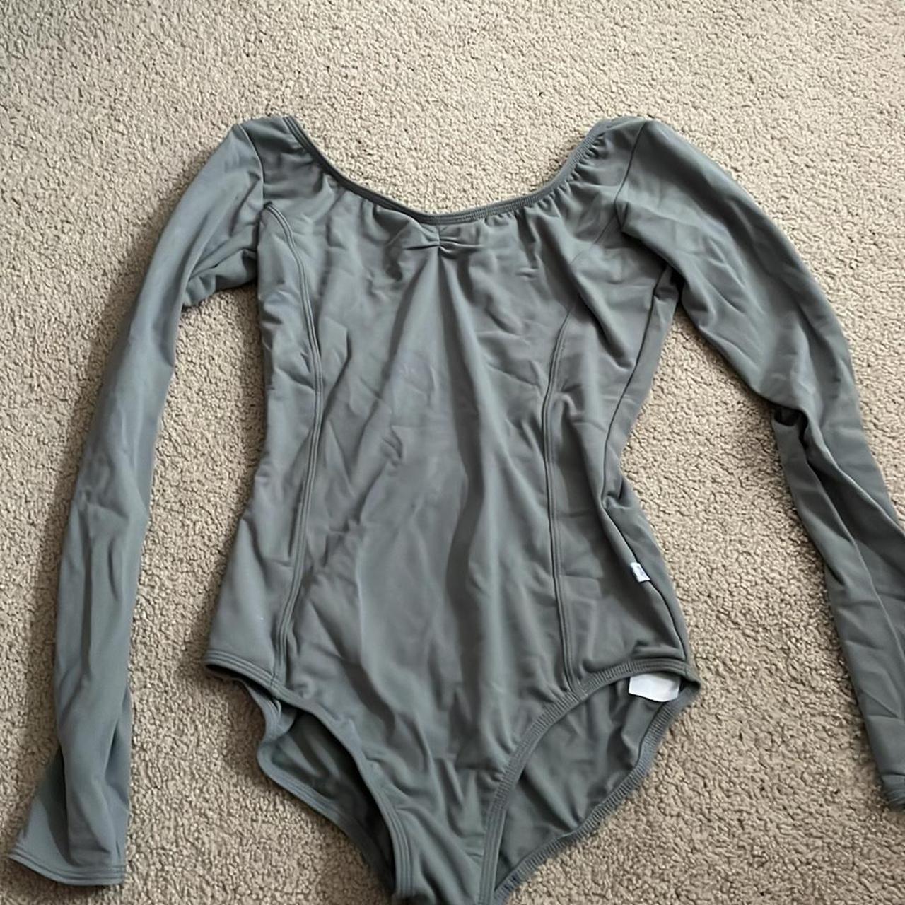 xs grey leotard, corps dance wear - Depop
