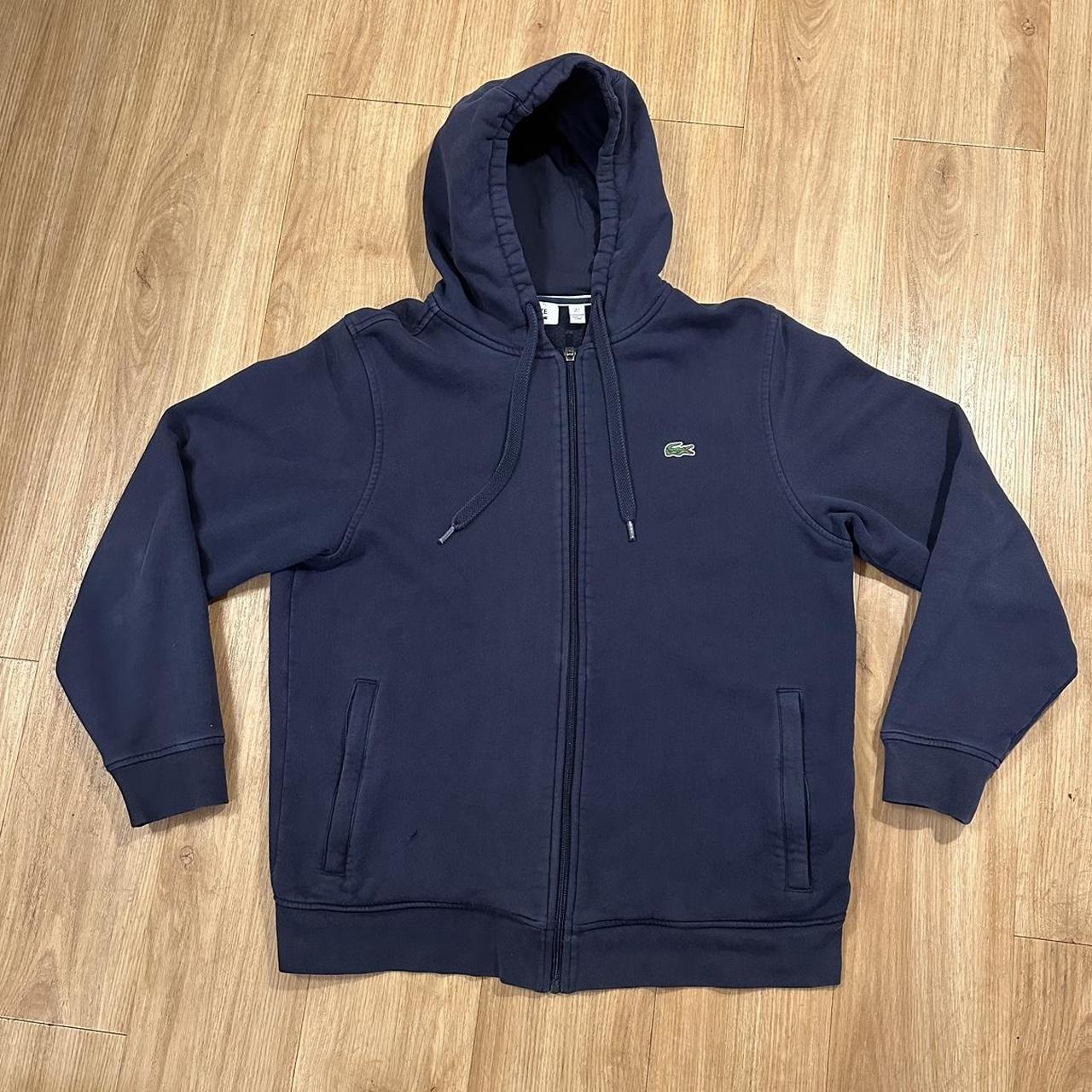 vintage Lacoste zip up hoodie nice navy color... - Depop