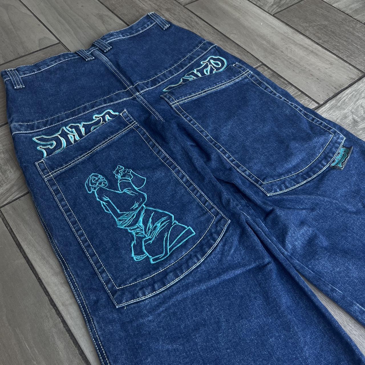 JNCO Brand New Dark Stone Artistical Baggy Jeans... - Depop