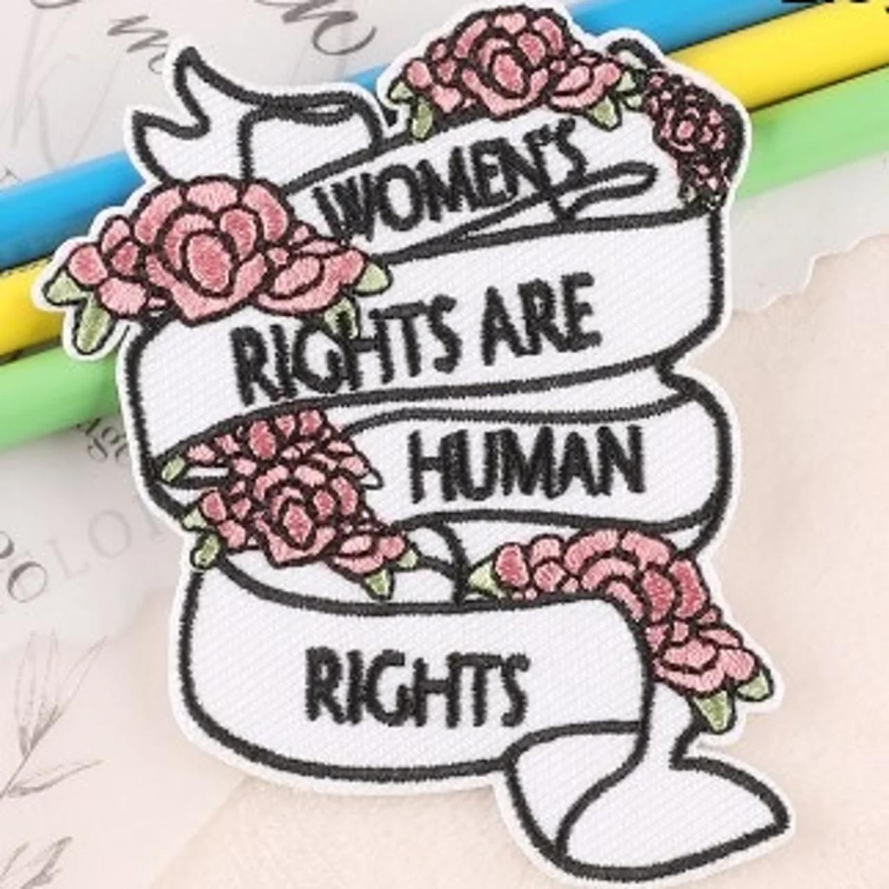 Iron on patch women's rights are human rights... - Depop