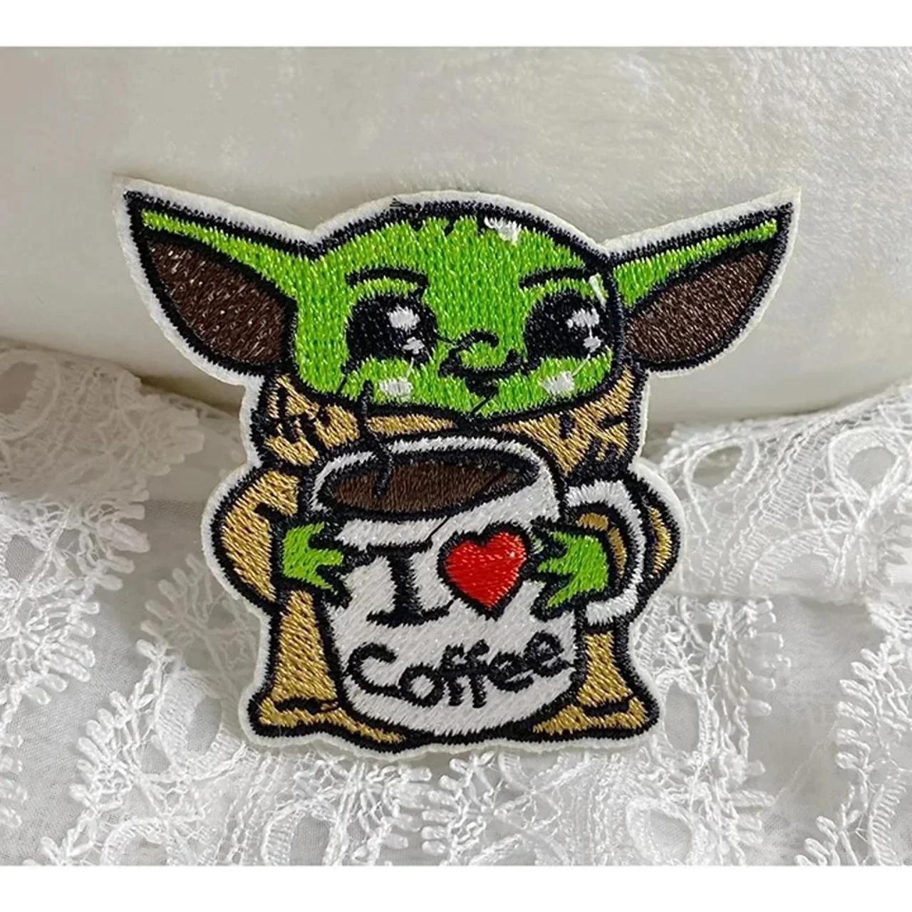 Iron on Patch Baby yoda Star Wars I love coffee Yoda... - Depop