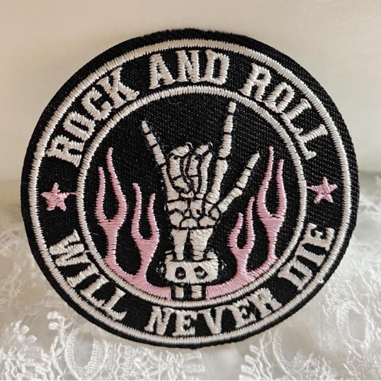 iron on patch Rock and roll will never die -C2 Brand... - Depop