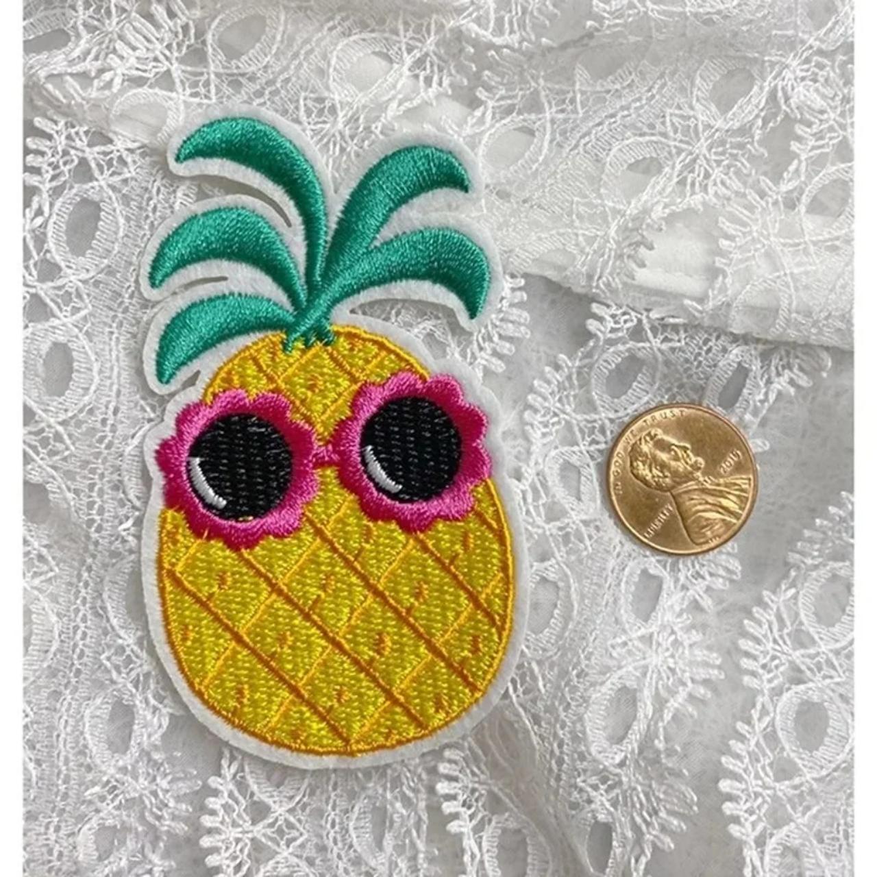 Iron on Patch Pineapple with sunglass -C2 Brand... - Depop