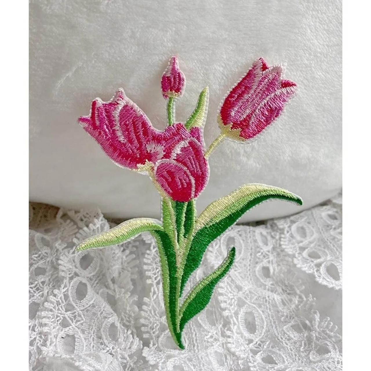 Iron on Patch plant Tulip Flower -I2 Brand... - Depop