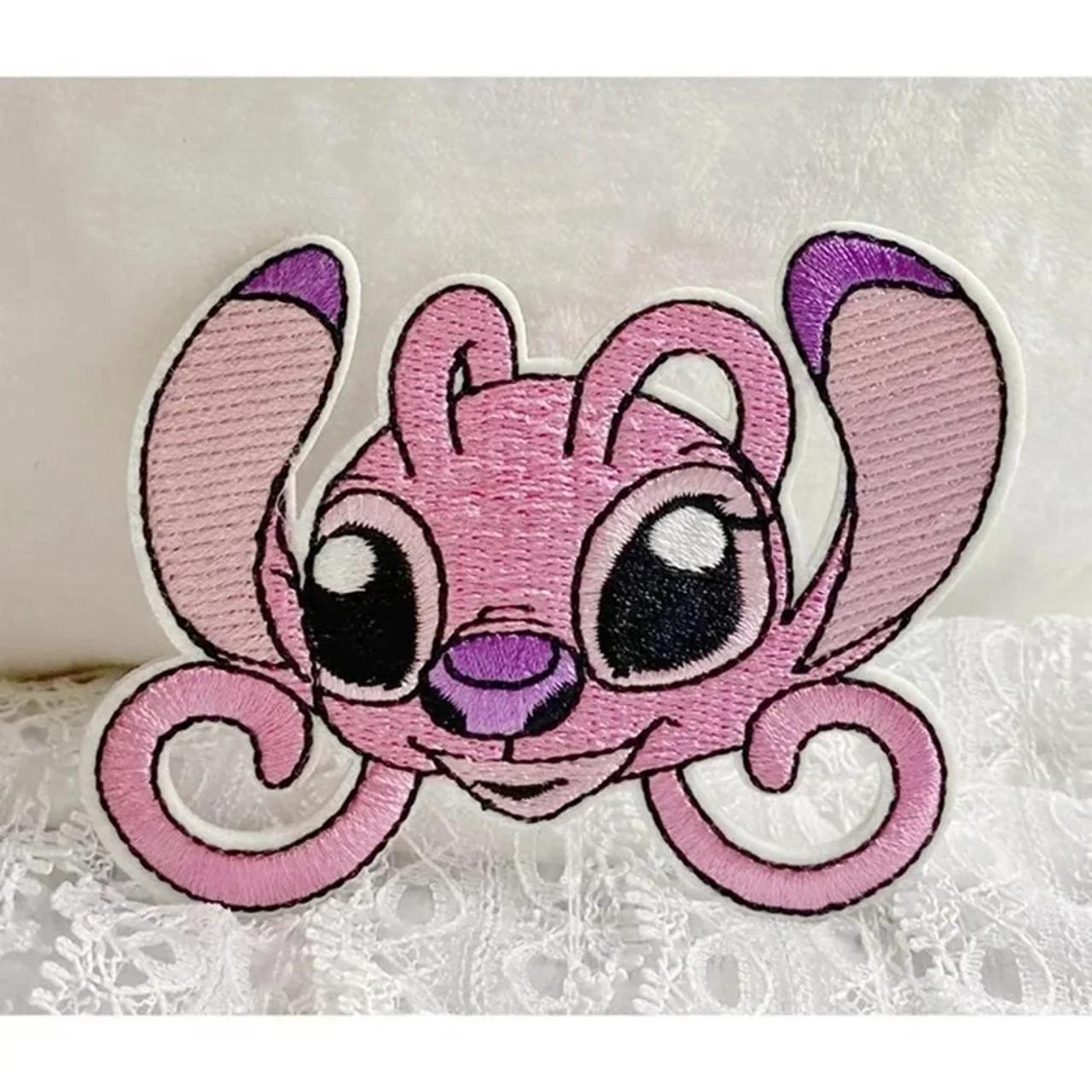 Iron on patch Pink stitch angel lilo cartoon... - Depop