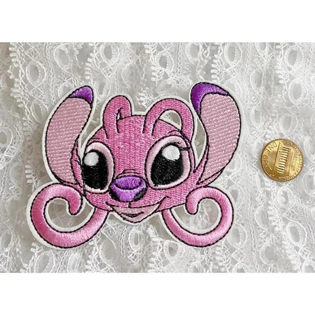 Iron on patch Pink stitch angel lilo cartoon... - Depop