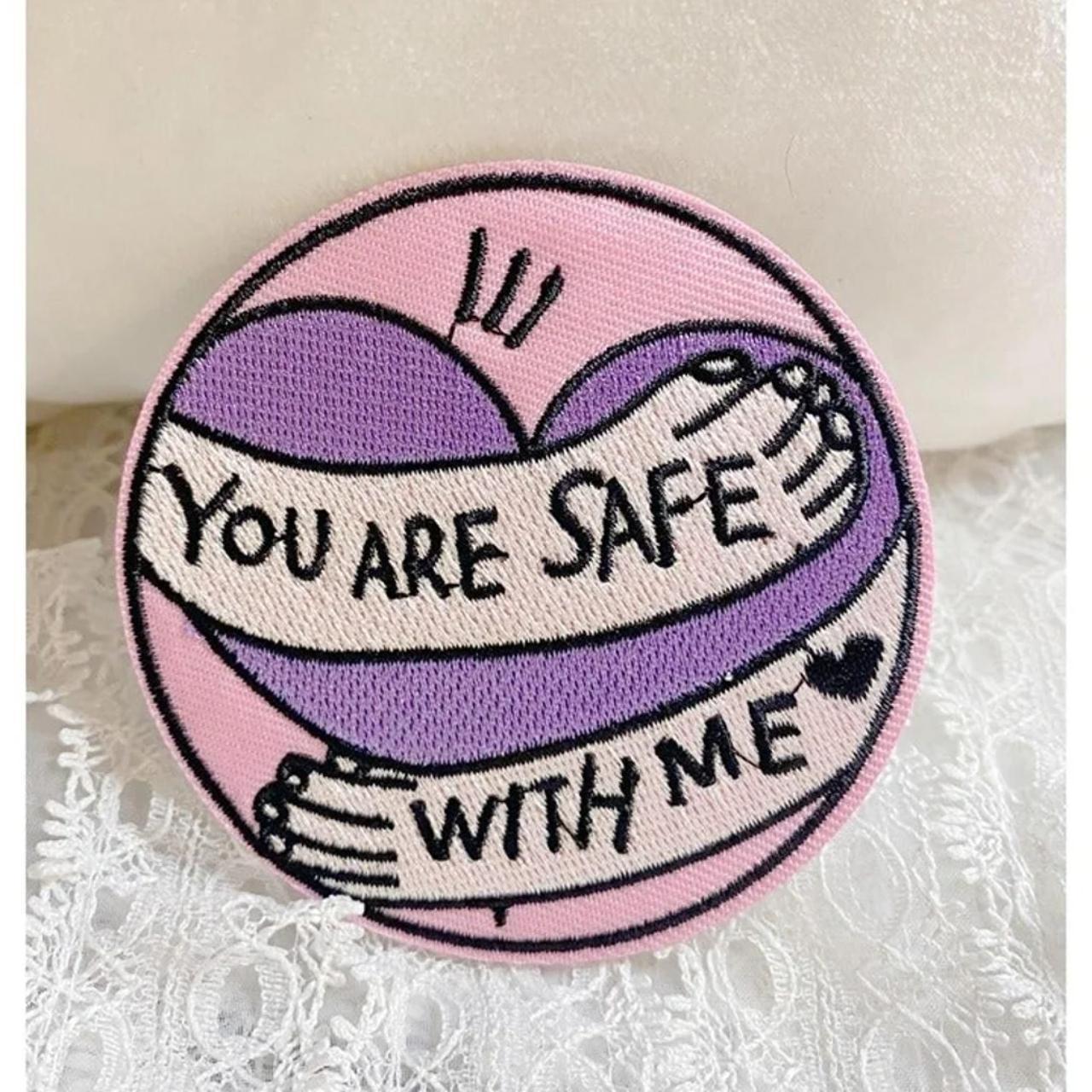 Iron on patch You are safe with me heart hugging... - Depop