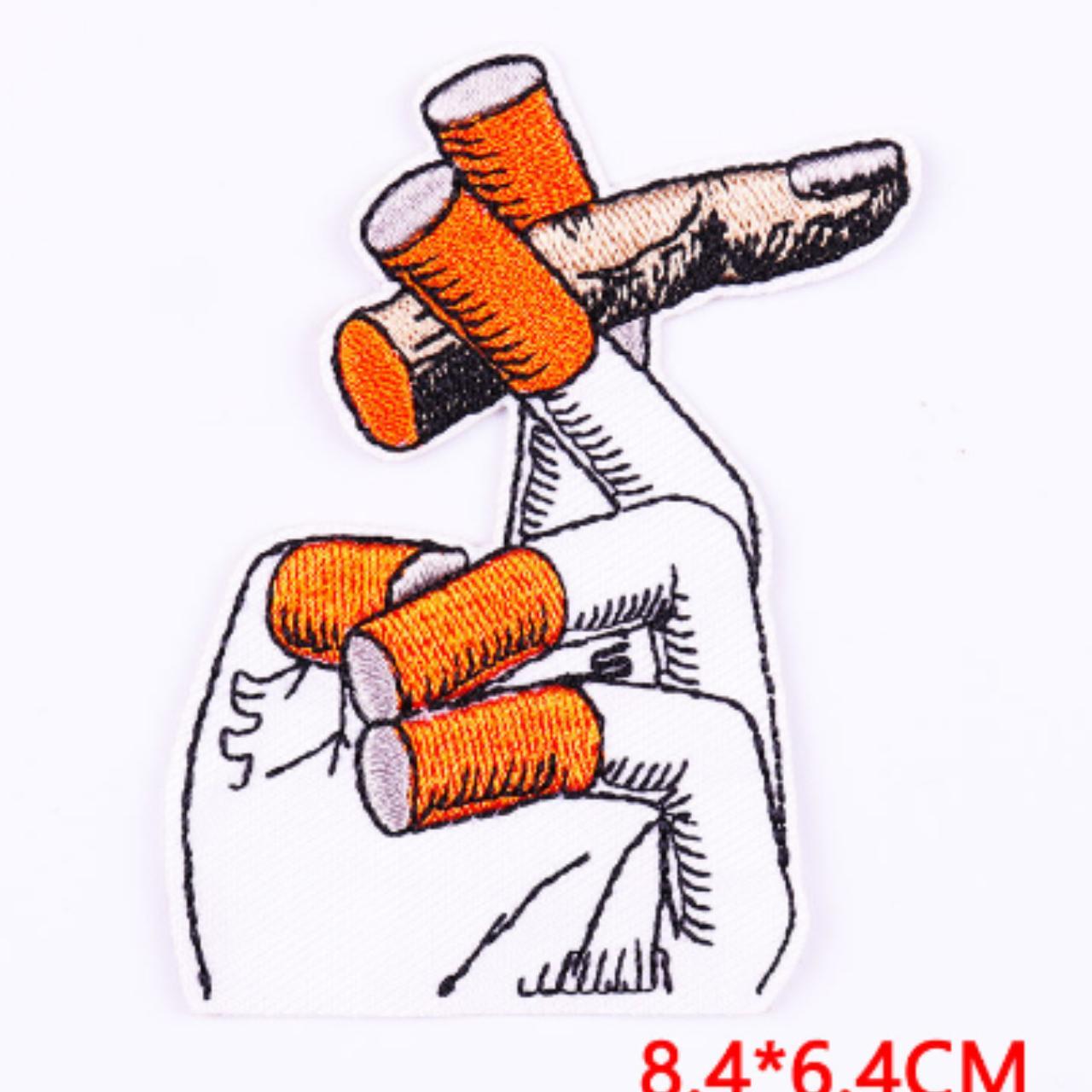 iron on patch smoking pose hands cigarettes with... - Depop