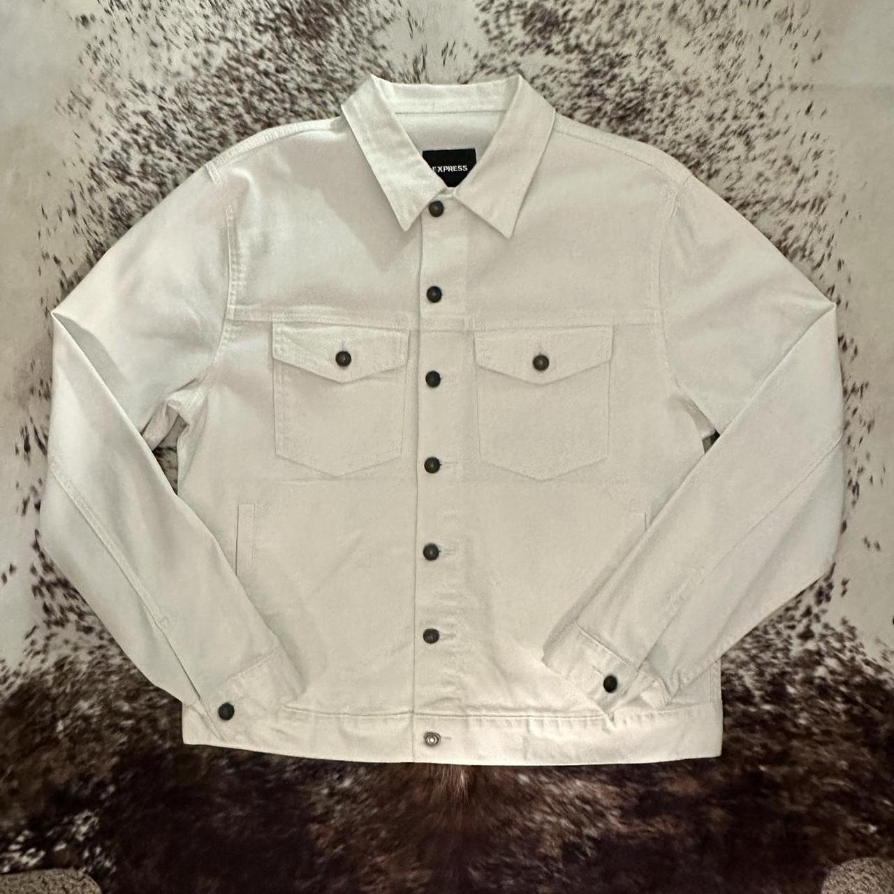Express white Jean jacket. Only worn once in... - Depop