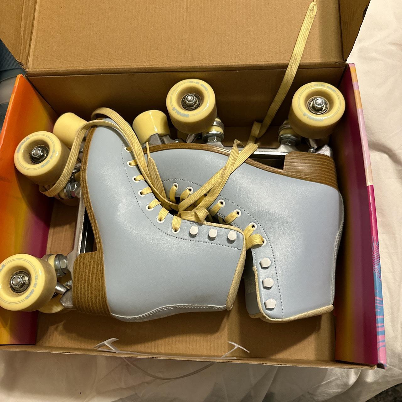 Impala roller skates: sky blue/yellow Like new:... - Depop