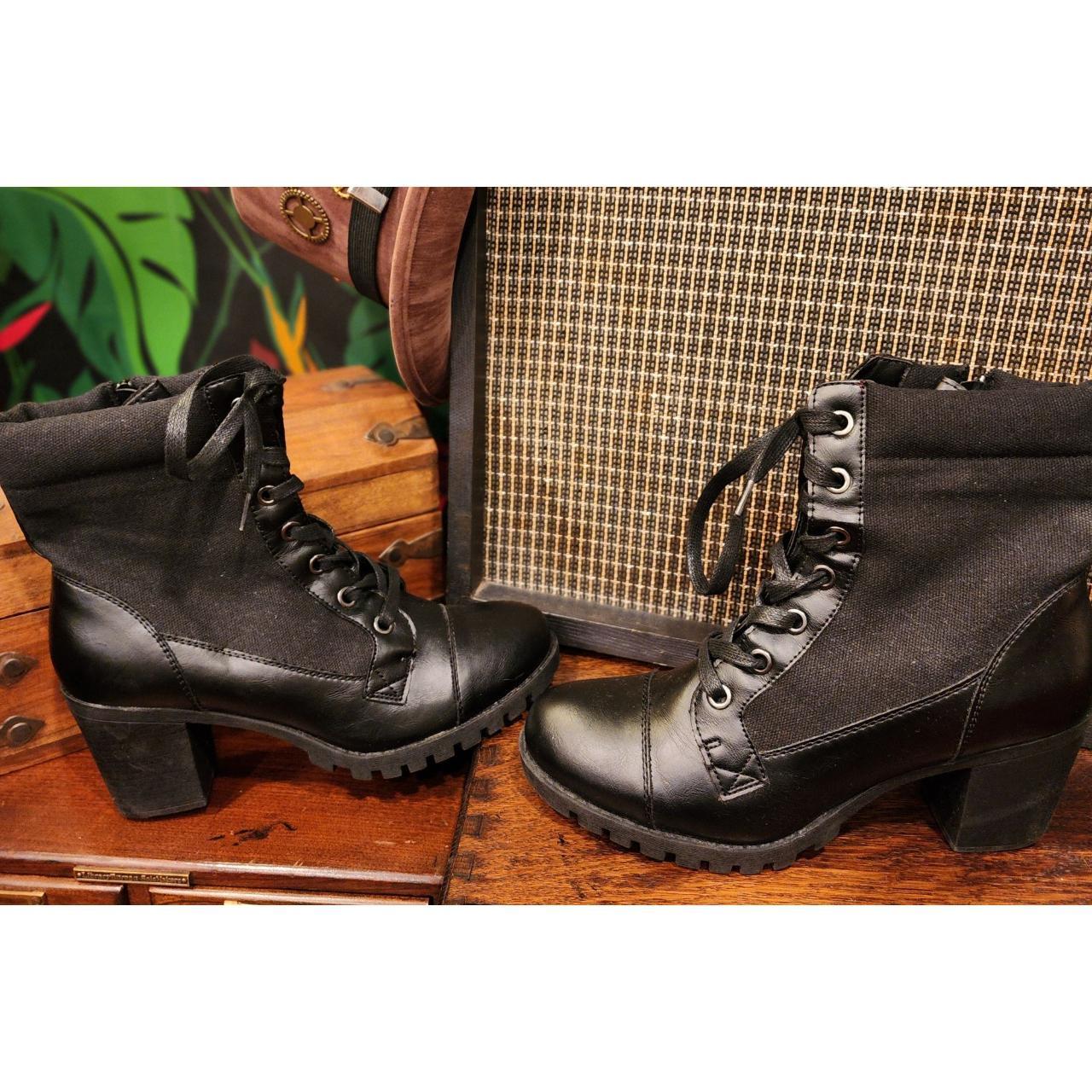 Xoxo Womens Black Ankle Boots With Chunky Heel And Depop