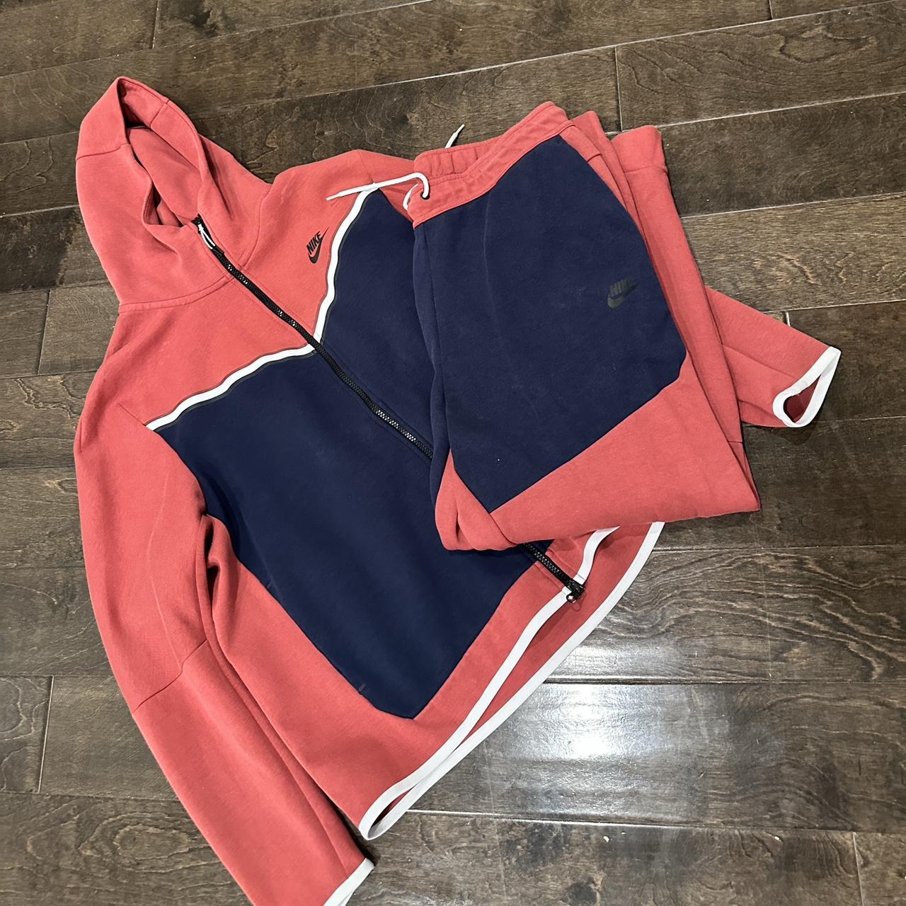 Nike Tech Fleece Jumpsuit - Navy / Orange / White (XL) - Depop