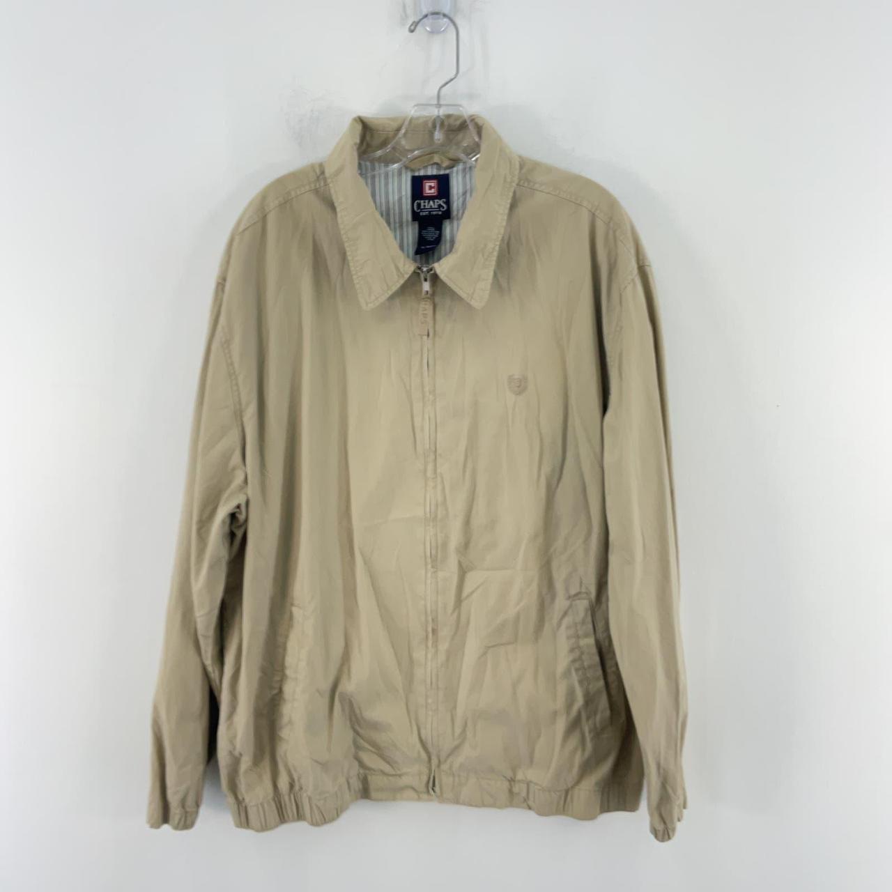 VTG Chaps Light Brown Cotton Khaki Golf Jacket Men... - Depop