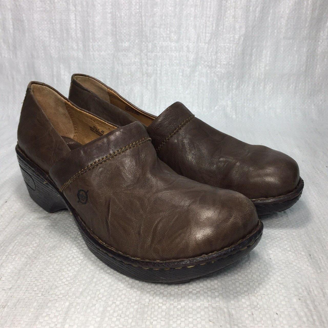 Used Born Toby Duo W82030 Brown Leather Slip On... - Depop