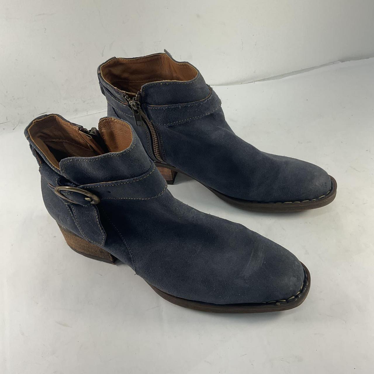 Born Blue Suede Ankle Boots - Women's Size 9.5 -... - Depop