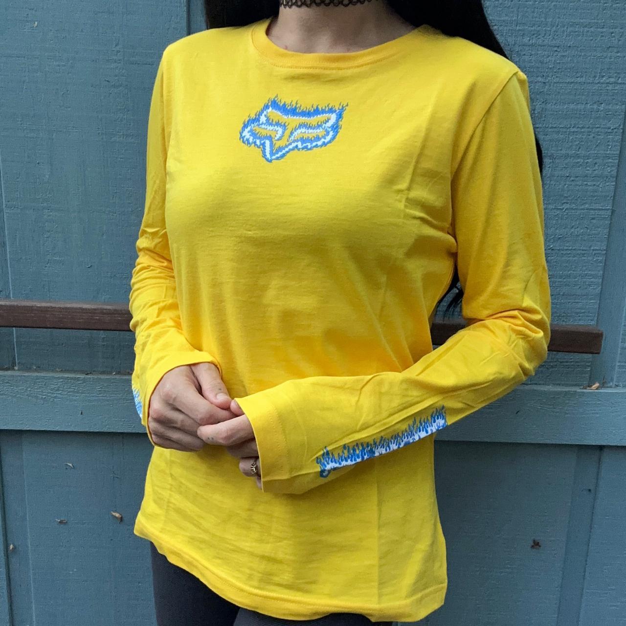 Yellow Fox long sleeve shirt with glitter... - Depop