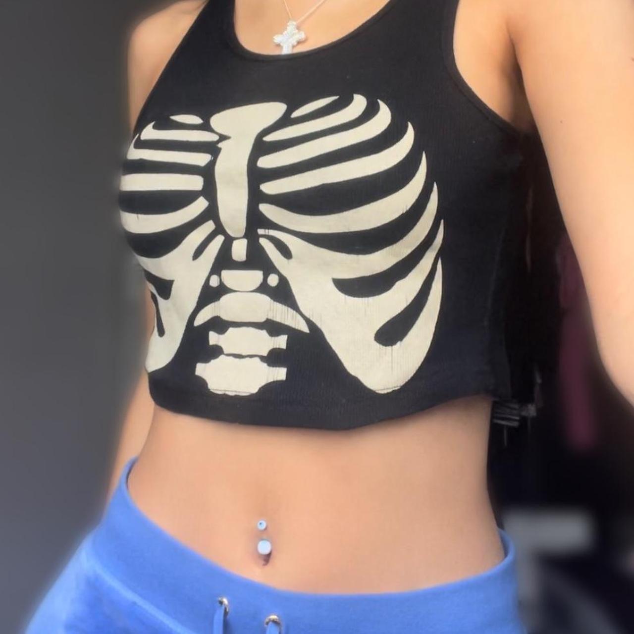Skeleton crop top Ribbed material, quite thick - Depop