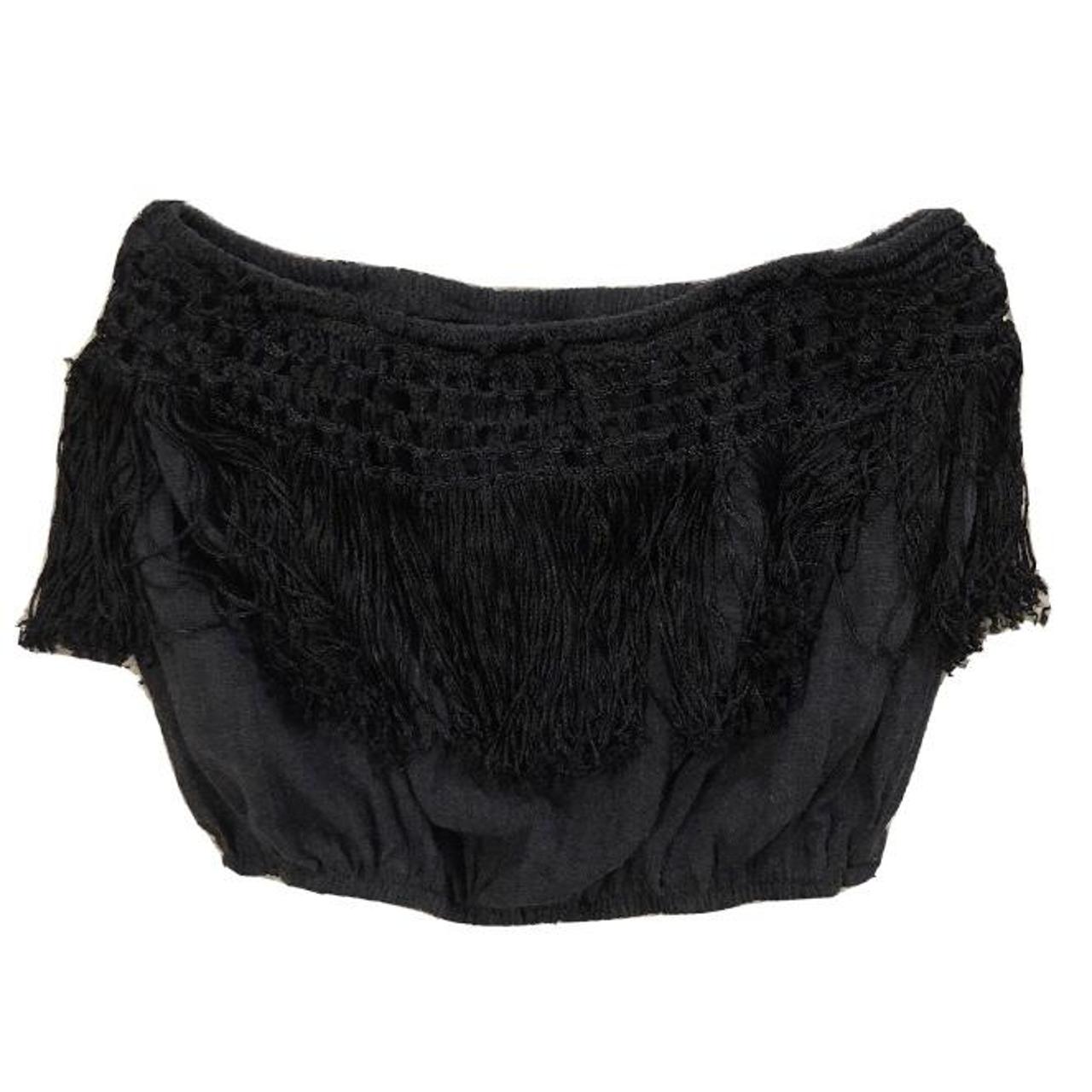 Jen’s Pirate Booty Black Fringe Tube Top - Depop