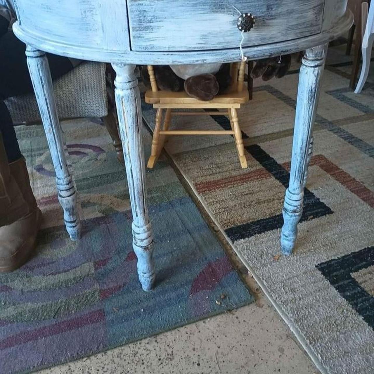 Vintage Unique Entry Way Table Whitish Grey with... - Depop