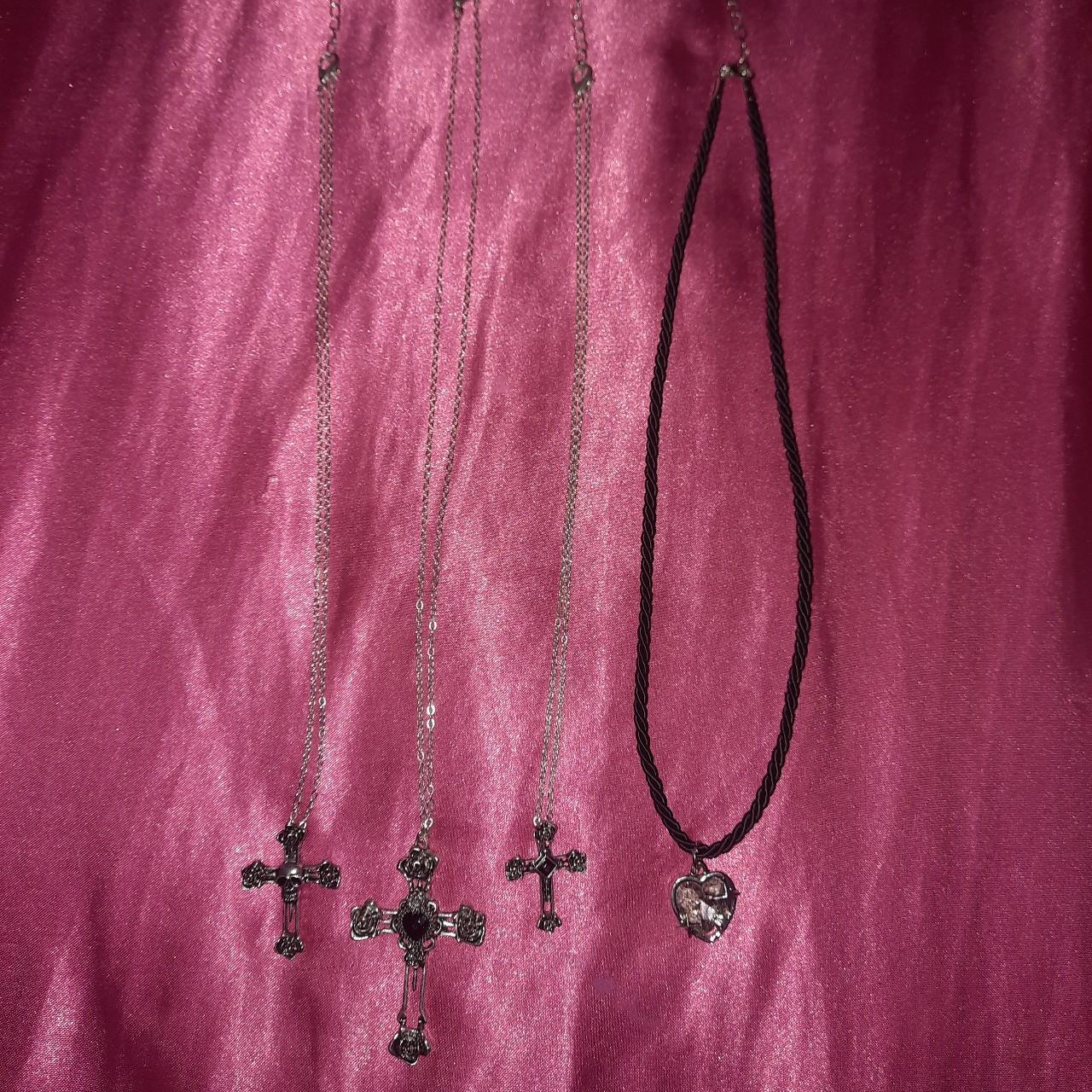 Silver grunge cross necklace collection - Depop