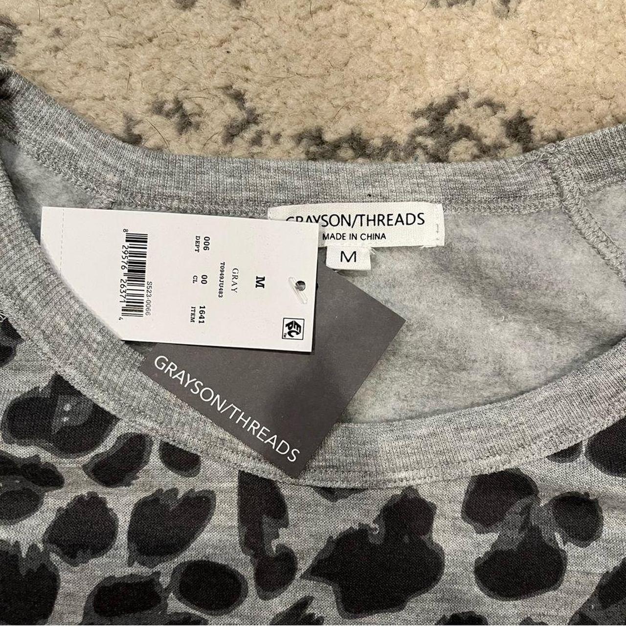 This Grayson Threads Grey Animal Print Crewneck... - Depop