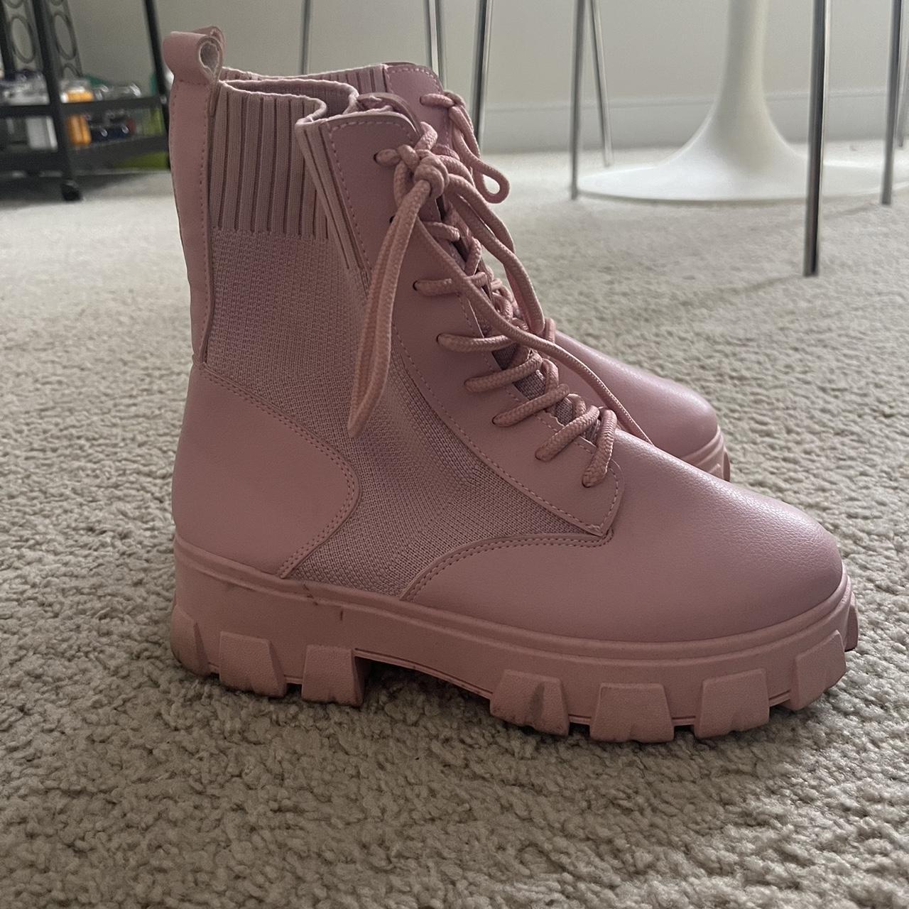 Trendy Pink Combat Boots, Size 9. These are super... - Depop