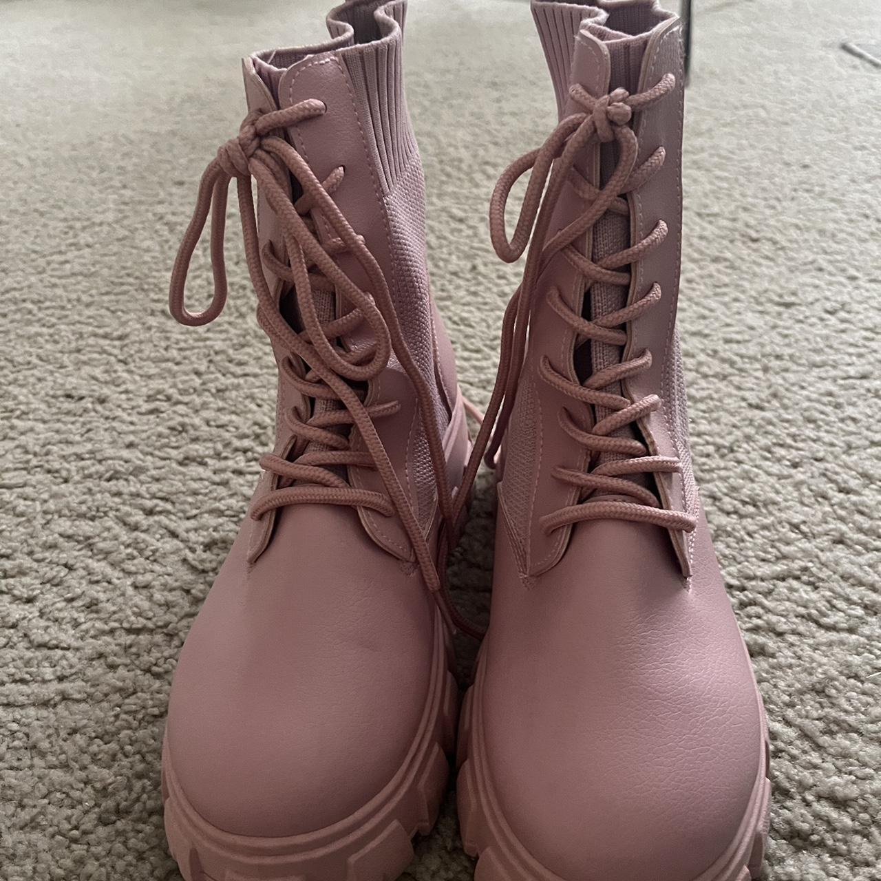 Trendy Pink Combat Boots, Size 9. These are super... - Depop