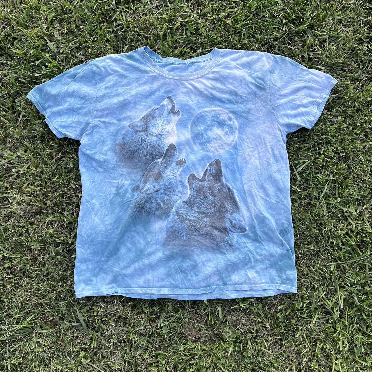 Y2K wolves aop tie-dye T-shirt The mountain nature... - Depop
