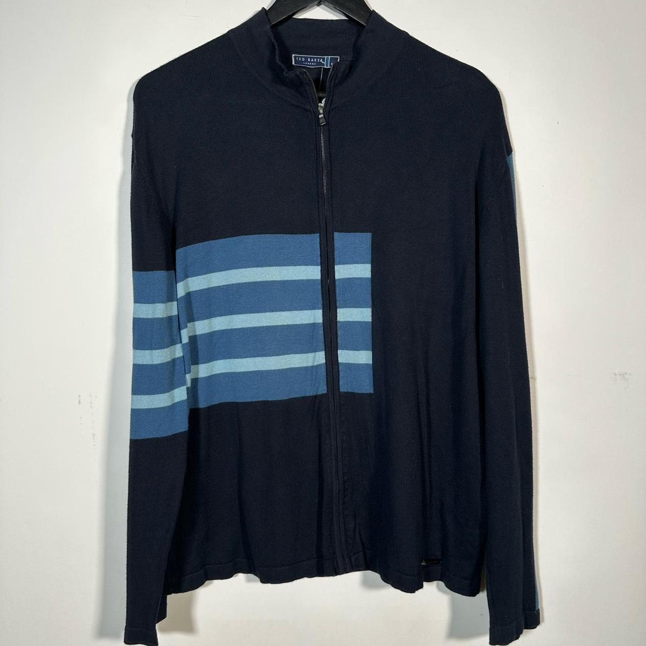 M828 Navy blue Ted Baker zip-up cardigan #cardigan... - Depop