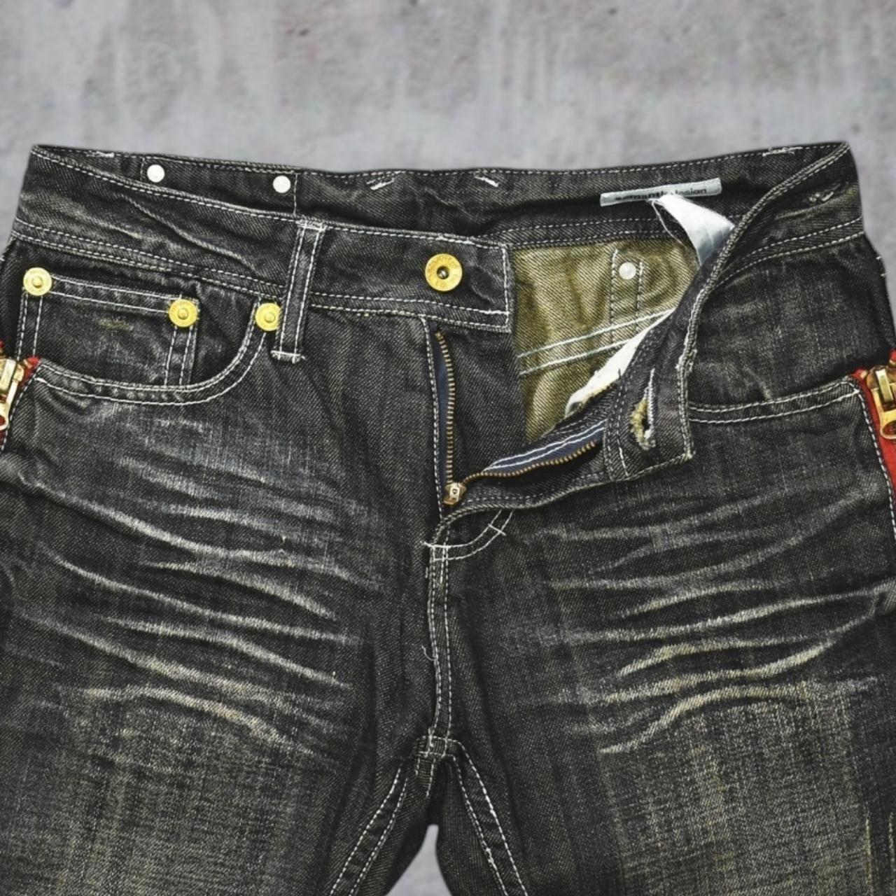 Japanese Flared Semantic Design Jeans Size:... - Depop