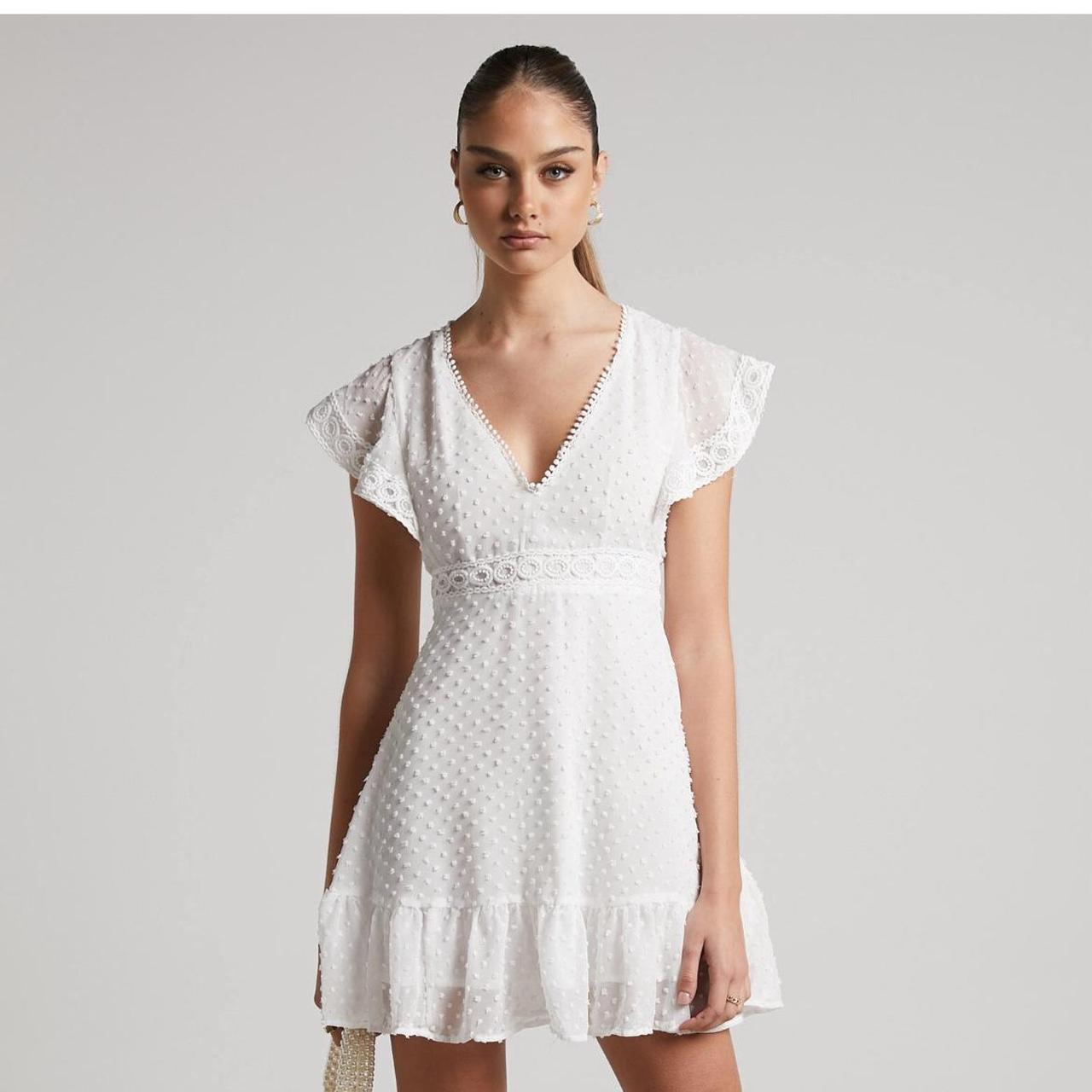 Showpo Mini Dress Brand New Size 2, white Brand New... | Depop