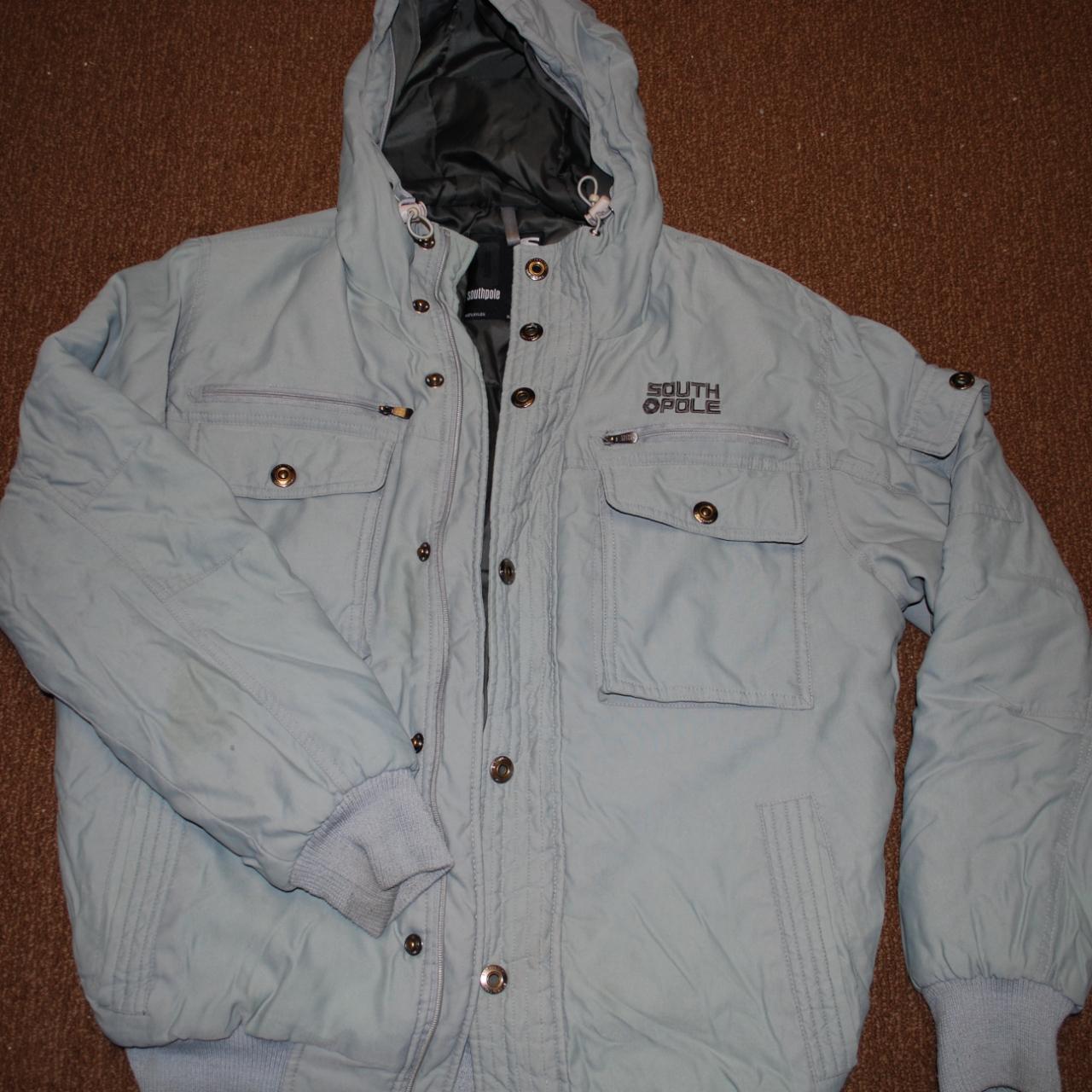 Southpole Jacket Y2K Puffer Greyish/Blue Black -... - Depop