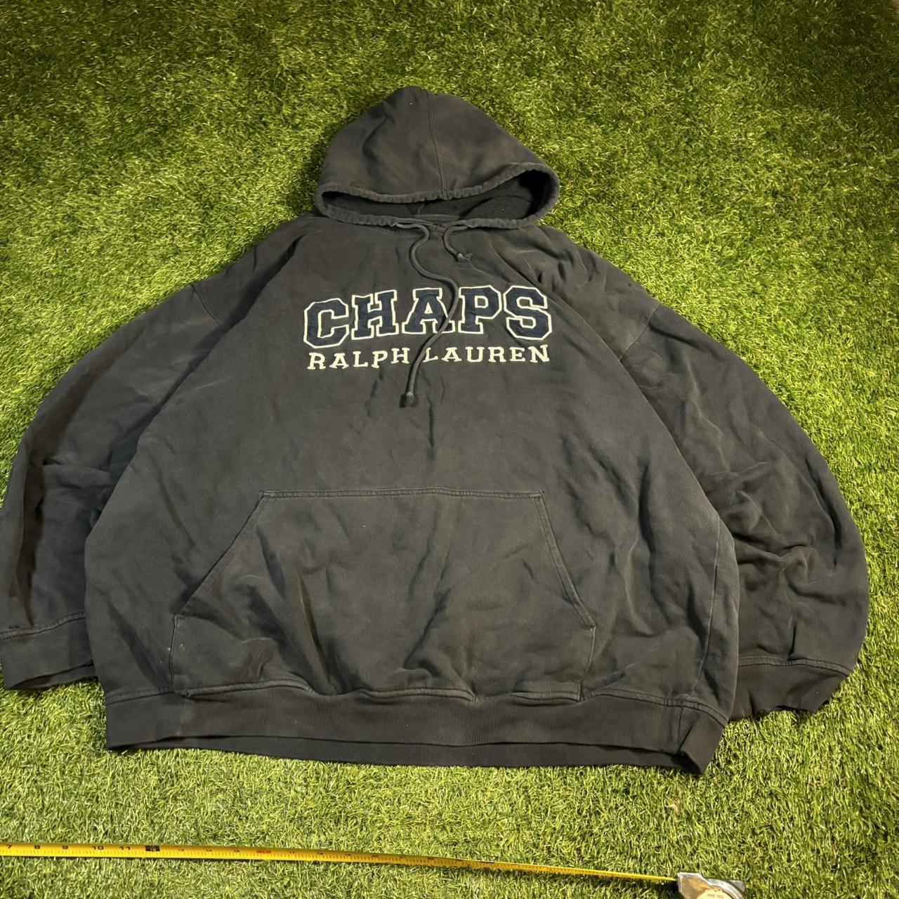 Ralph Lauren Chaps hoodie in dark blue and white... - Depop