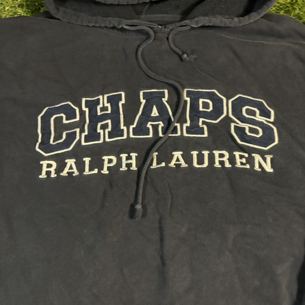 Ralph Lauren Chaps hoodie in dark blue and white... - Depop