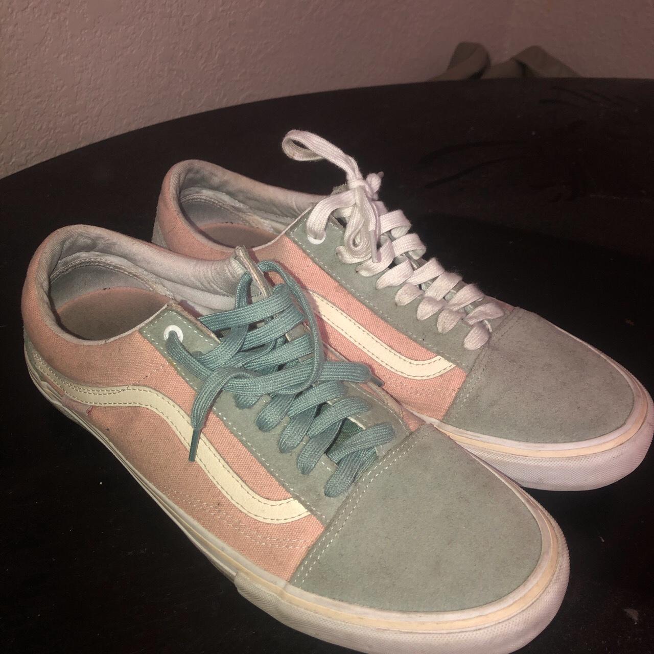 Pink and teal vans pretty shit condition i dont... - Depop