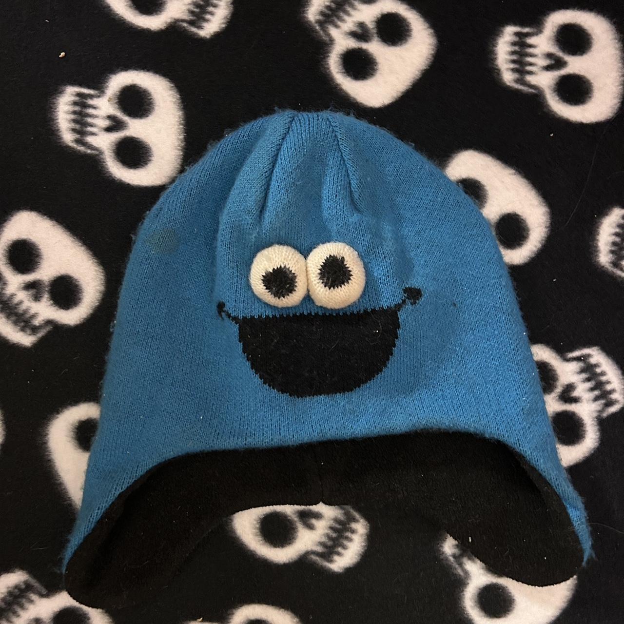 cookie monster beanie kids but it fits my head - Depop