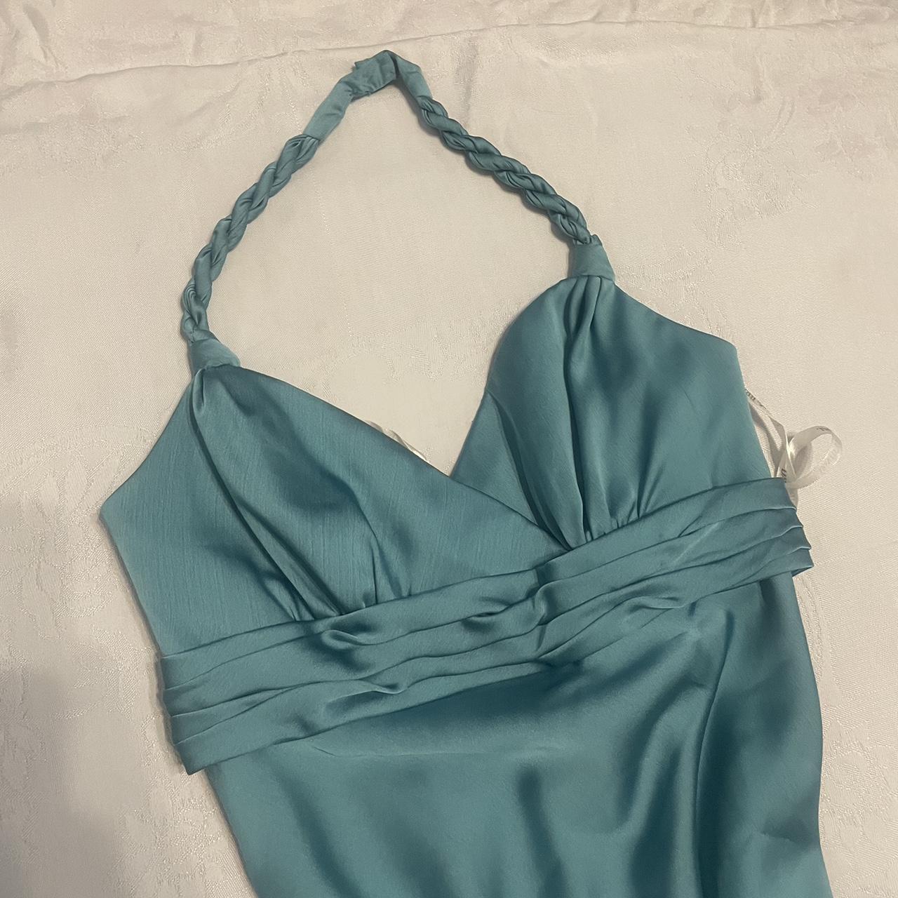 A Silk David’s Bridal Teal summer dress With a... | Depop