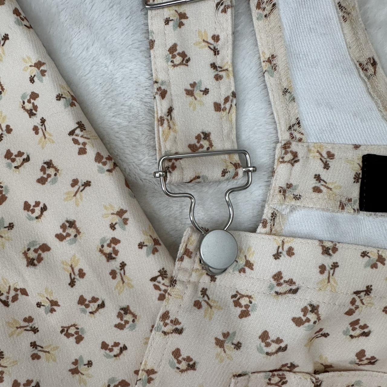 Cottage-core flower printed overall pants🤎... - Depop