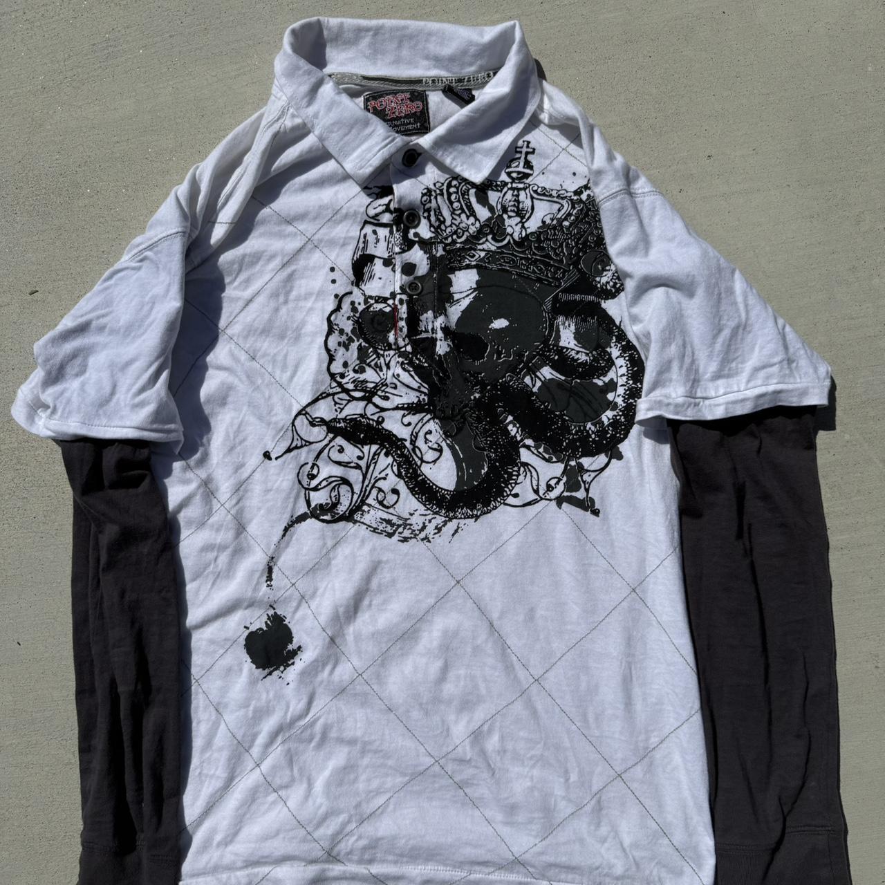 Point Zero Skull Long Sleeve Polo Size: M “26... | Depop