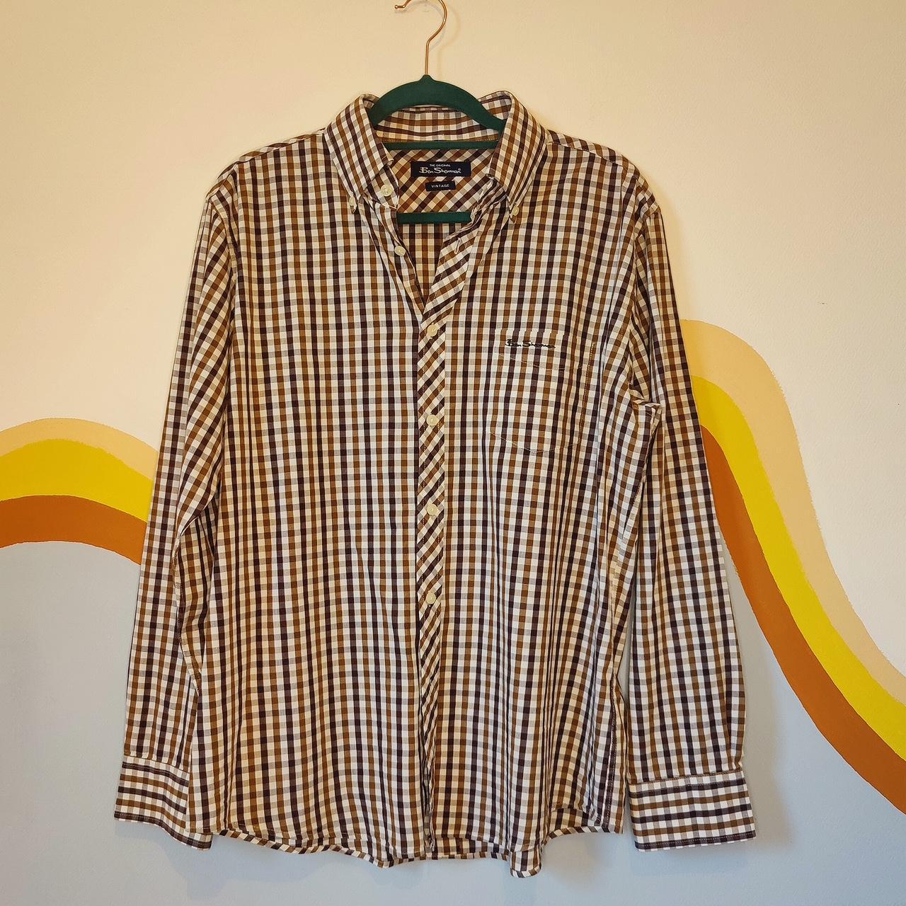 Brown checkered vintage Ben Sherman shirt, perfect... - Depop