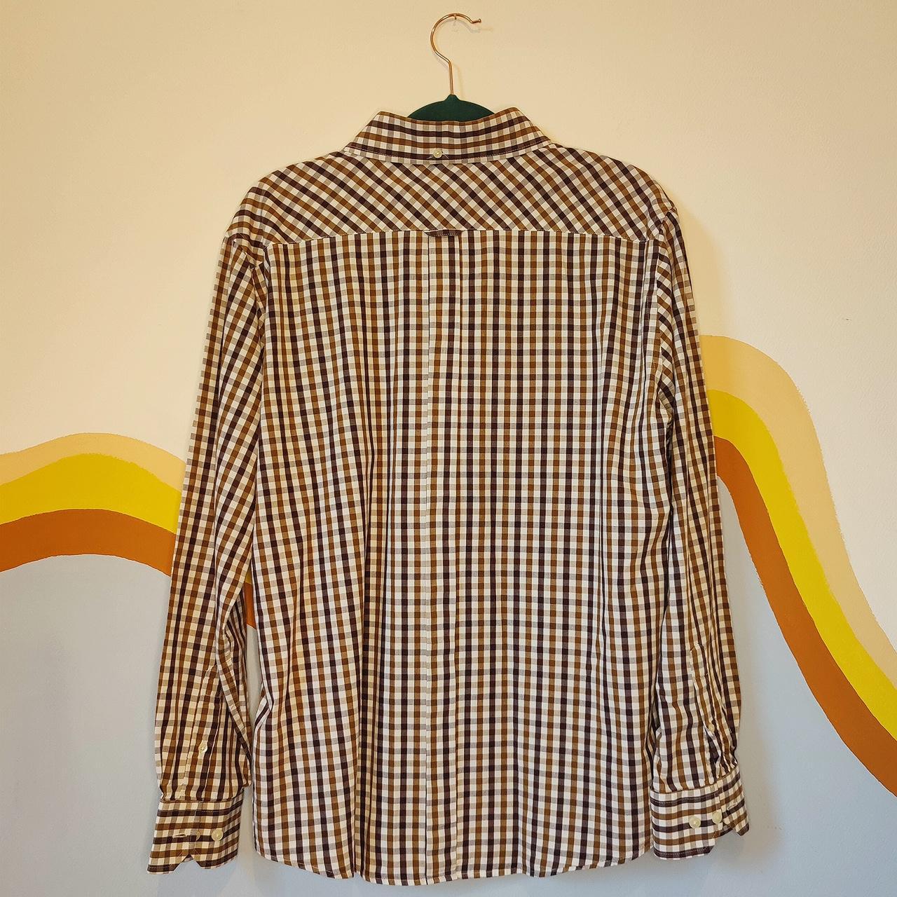 Brown checkered vintage Ben Sherman shirt, perfect... - Depop