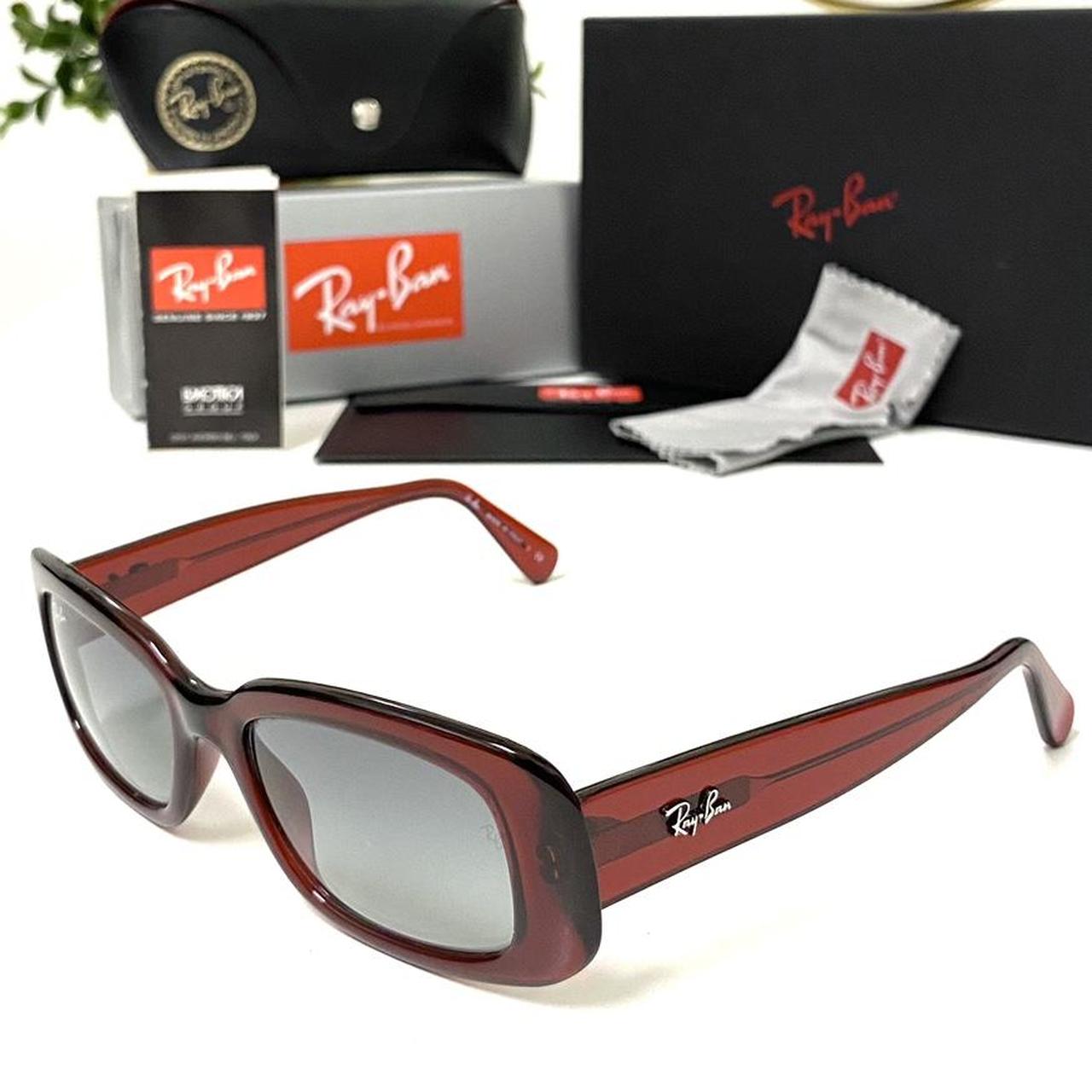 Authentic Vintage Ray-Ban RB 4122 Burgundy... - Depop