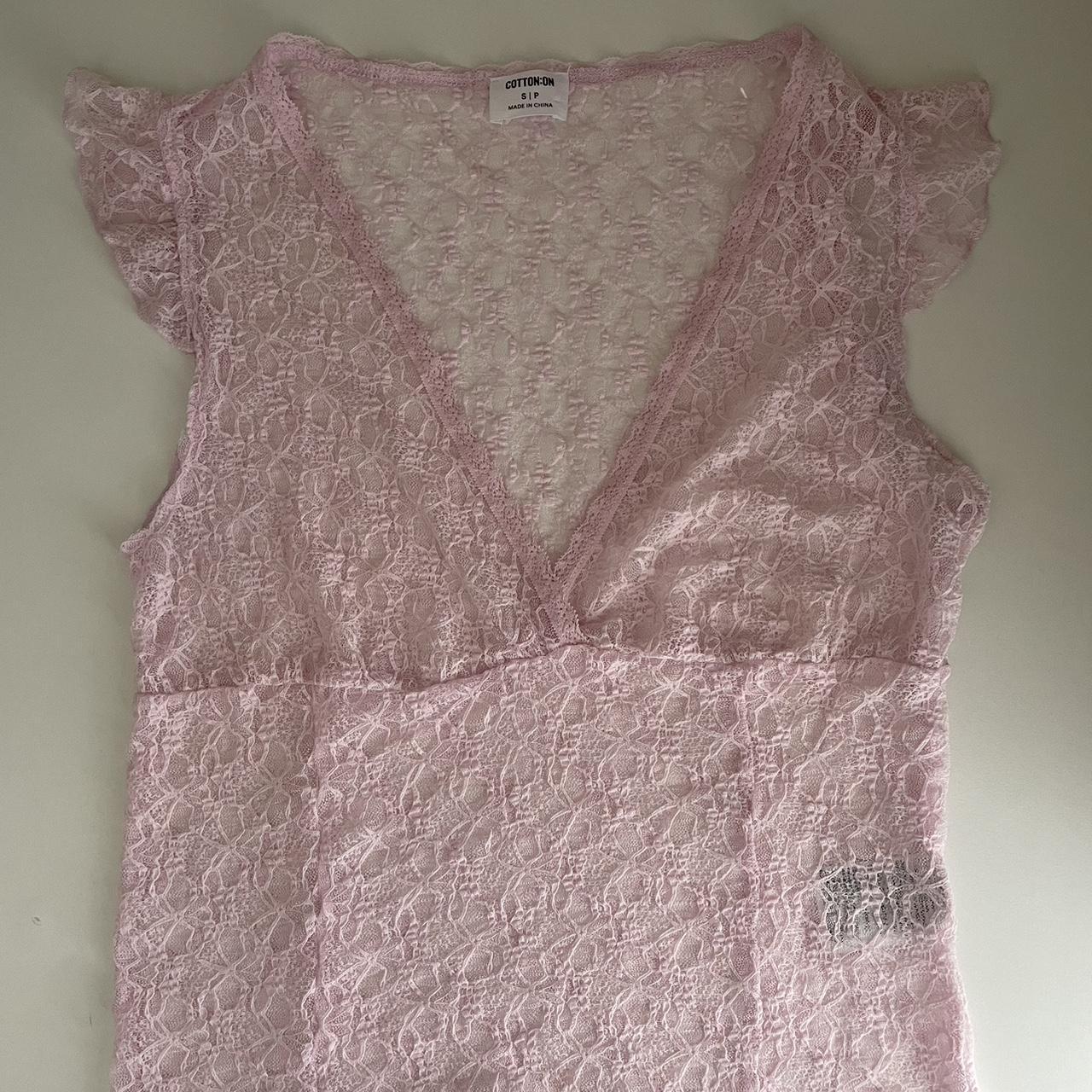 pink lace cotton on top - Depop