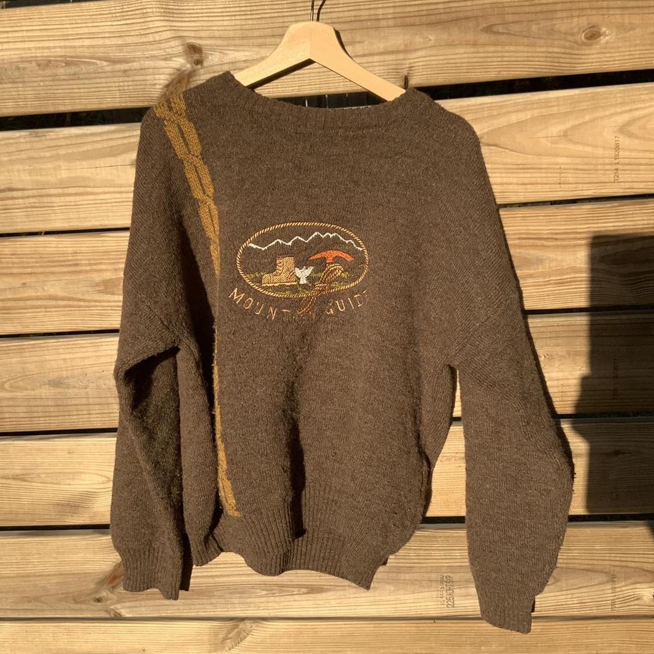 vintage mountain guide sweater! authentic knitted in... - Depop